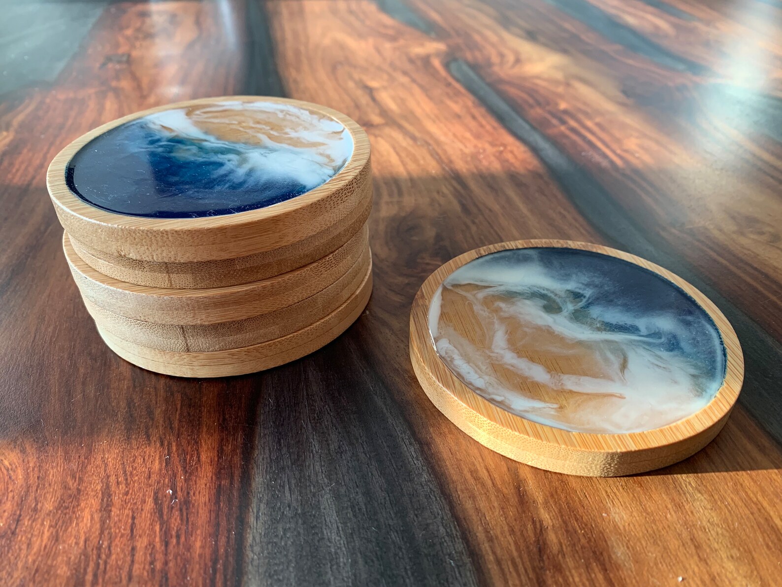 Ocean Waves Resin Wood Coasters | Beach & Coastal | Set of 1, 2, 4 - Etsy