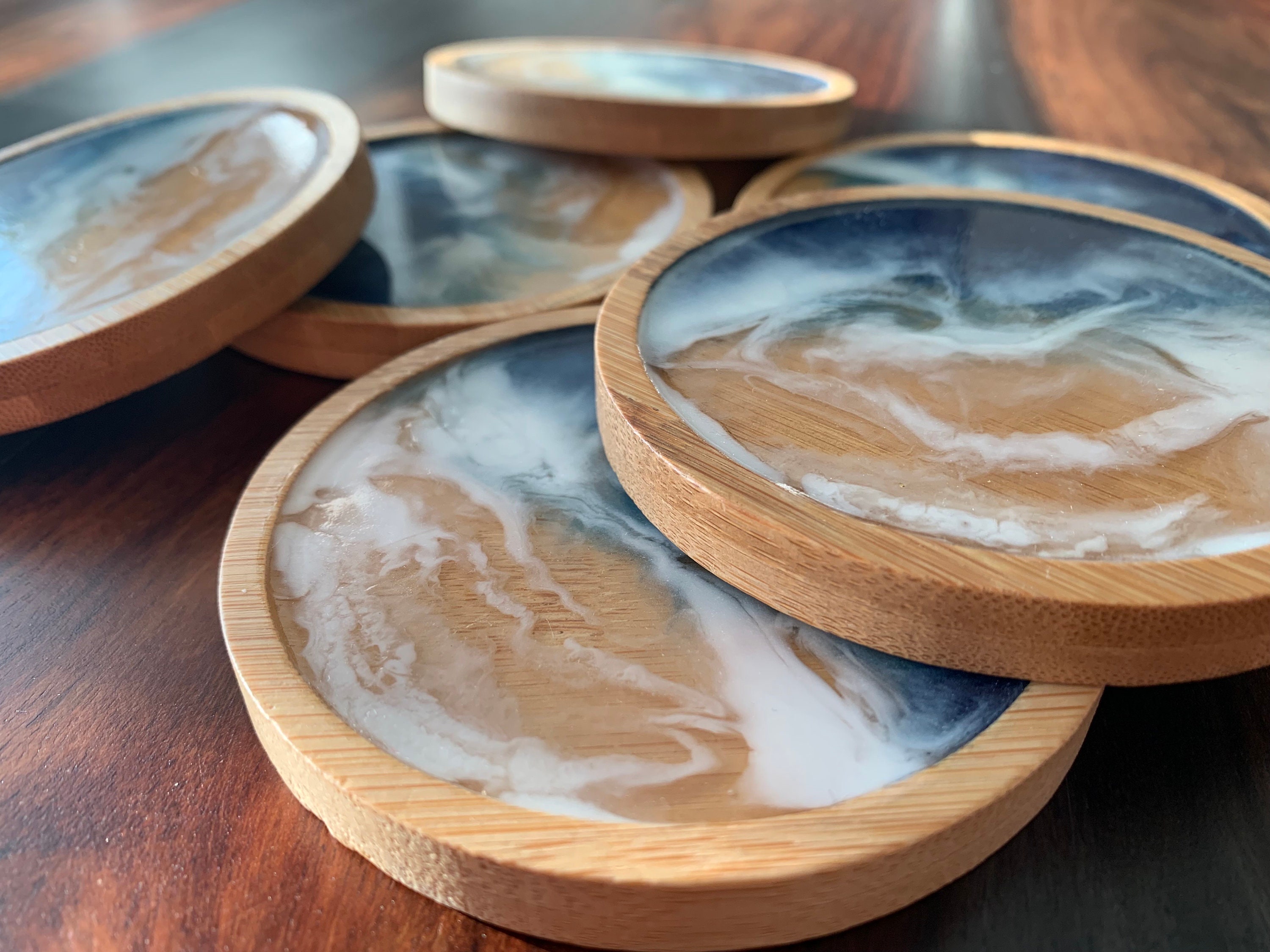 Ocean Waves Resin Wood Coasters | Beach & Coastal | Set of 1, 2, 4 - Etsy