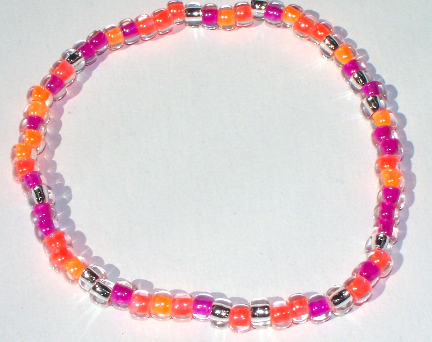 Neon Purple and Orange Bracelet made from Seed Beads and | Etsy
