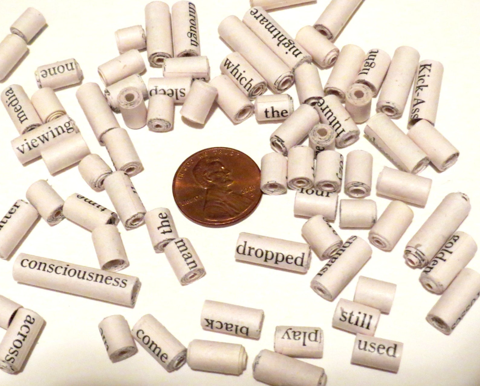 20 Count Word Beads. Paper Words, Beads With Words. Random Word Tube ...