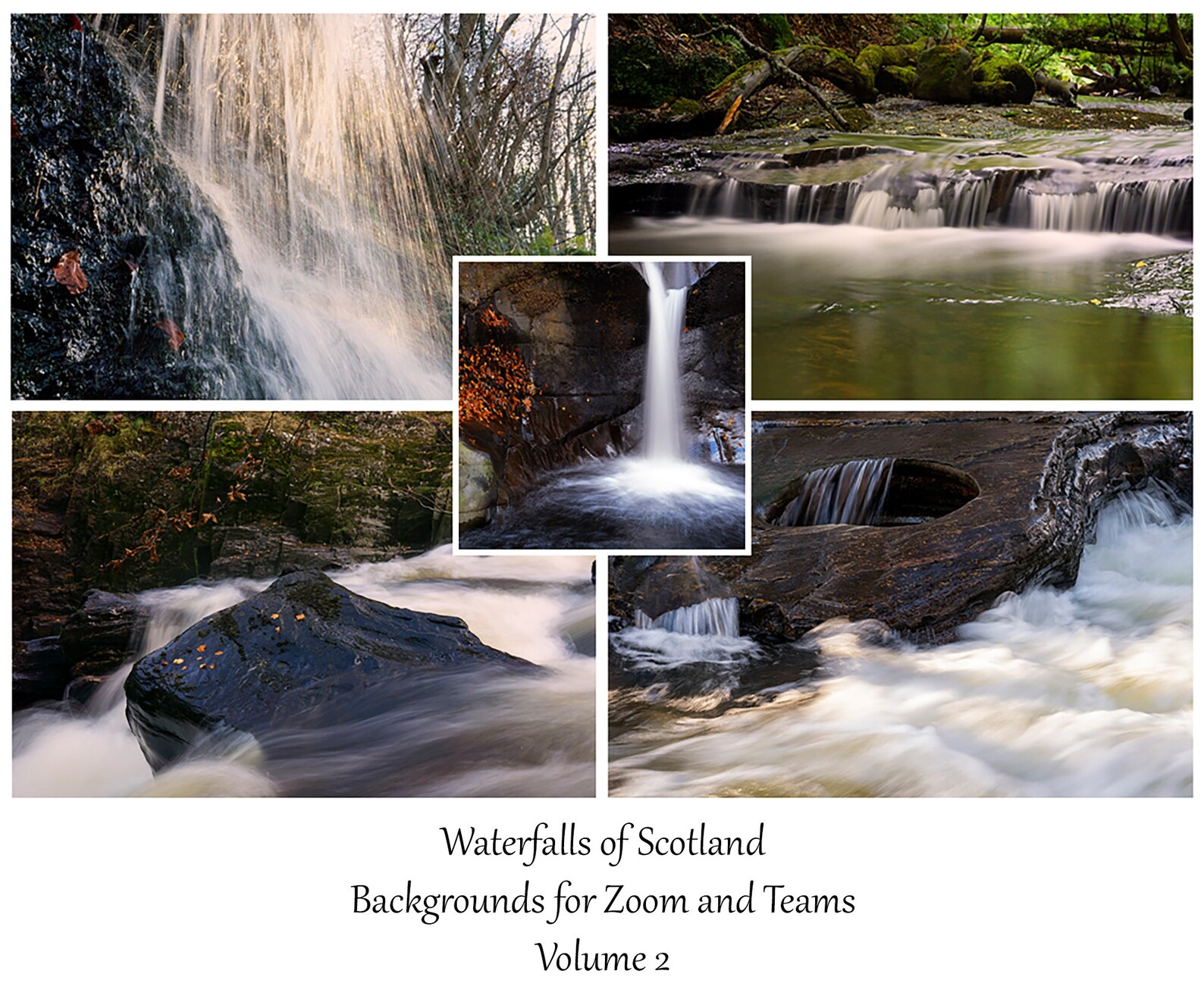 Scottish Waterfalls Virtual Meeting Backgrounds Bundle Vol 2. Digital ...