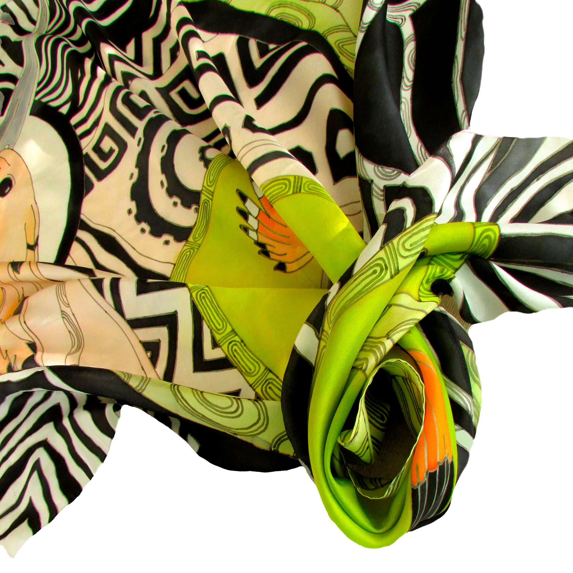 Large Square Scarf Hand Painted Silk Scarf Women Hoopoes and - Etsy