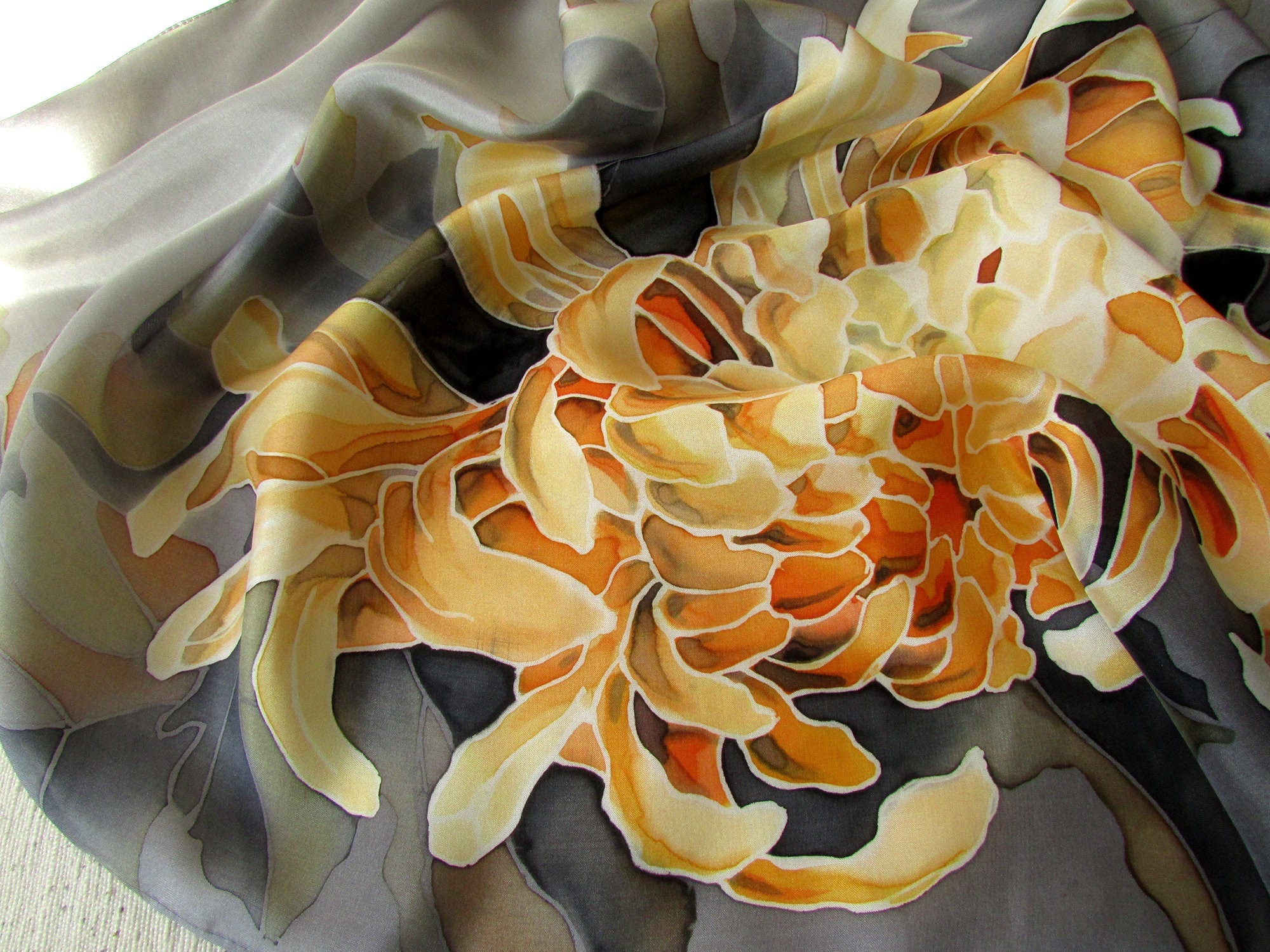 Hand painted silk scarf Mindfulness gift | Etsy