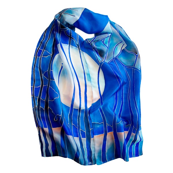 Blue Silk Scarf - Etsy