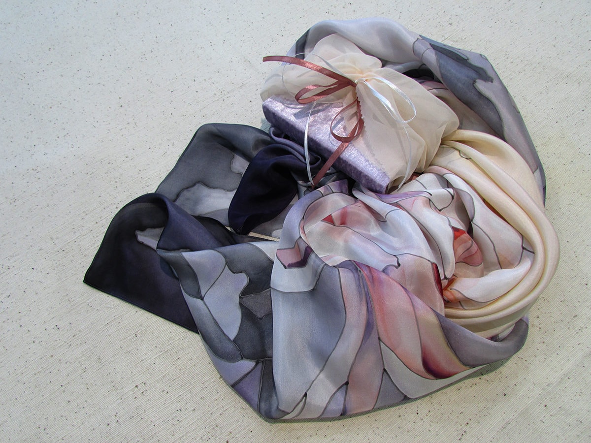 Large Square Scarf Hand Painted Silk Scarf Wearable Art - Etsy