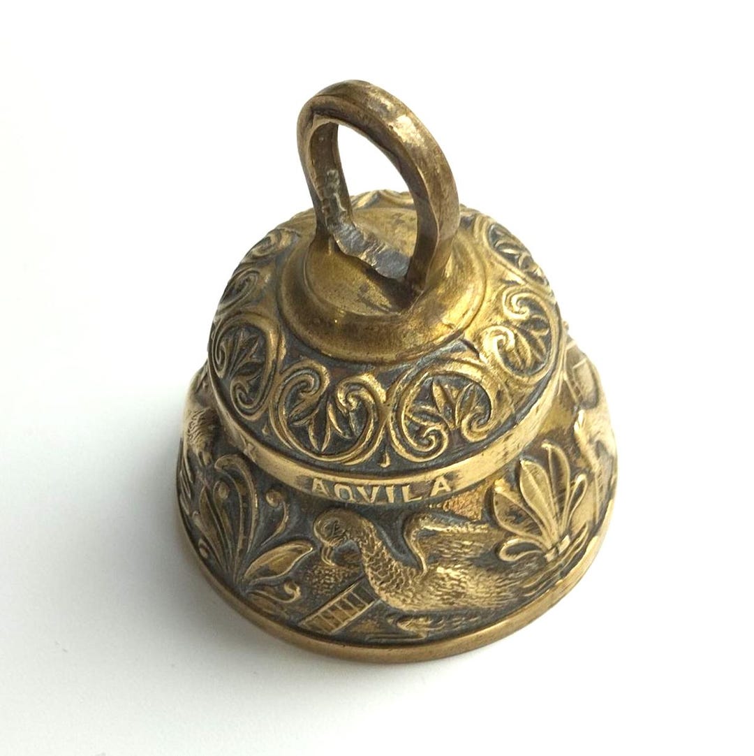 Small Antique Brass Hand Bell - Etsy