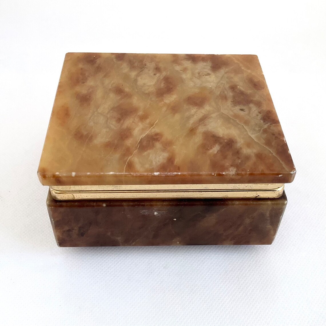 Alabaster Trinket Box With Brass Finish and Hinges - Made in Italy - Etsy