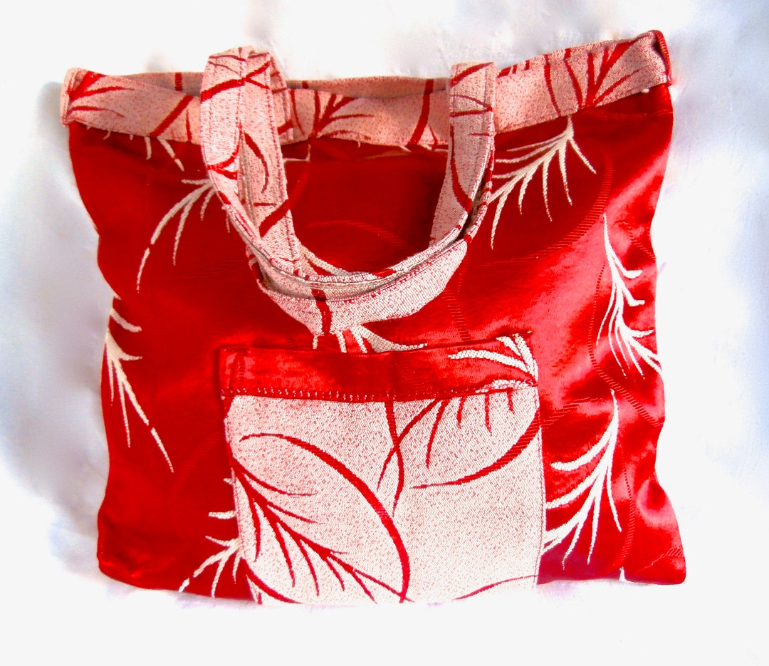 Vintage, 1950s Fabric, Repurposed Bag - Red Tote Bag - Etsy