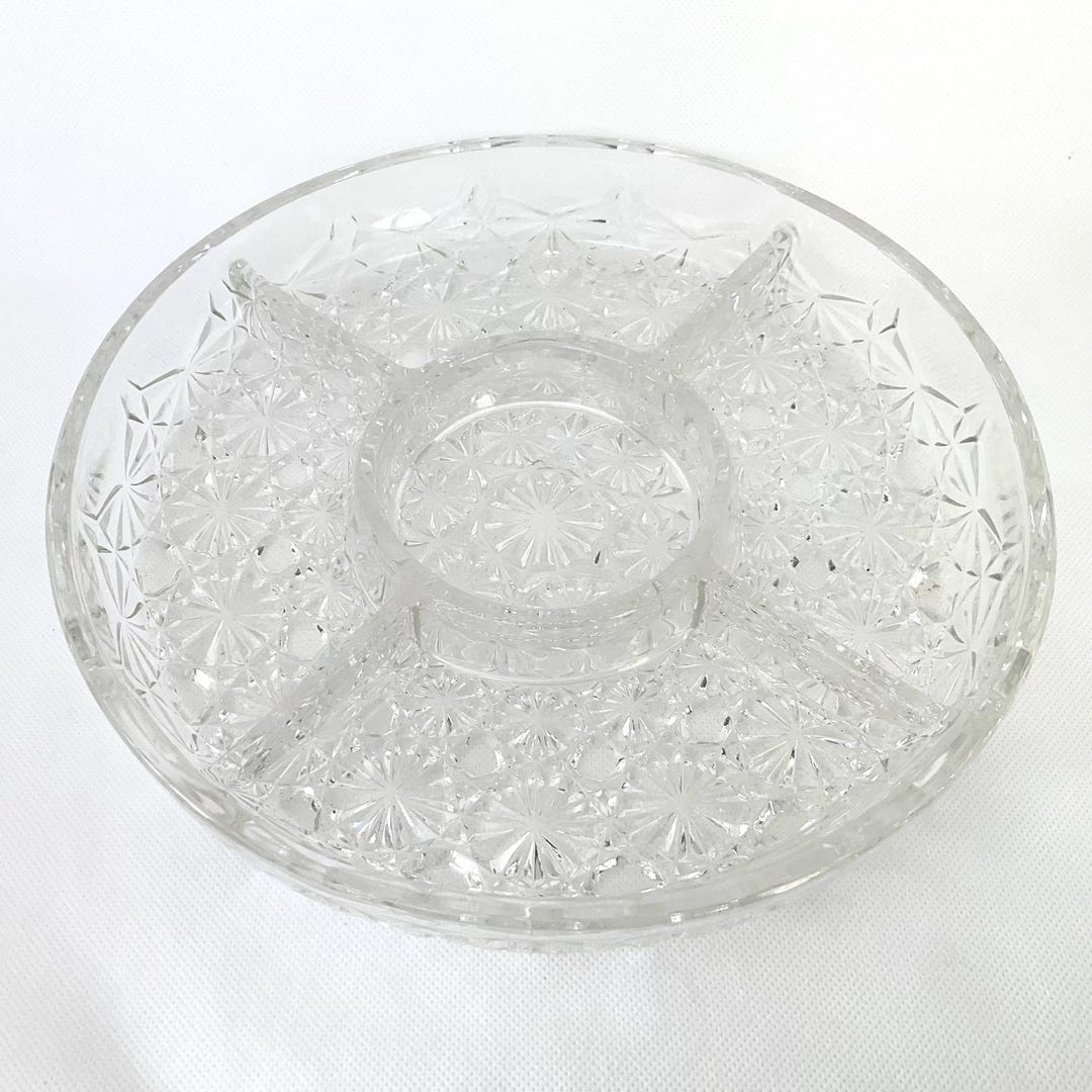 Vintage Cut Crystal Dish - Divided Side or Snacks Dish - Etsy