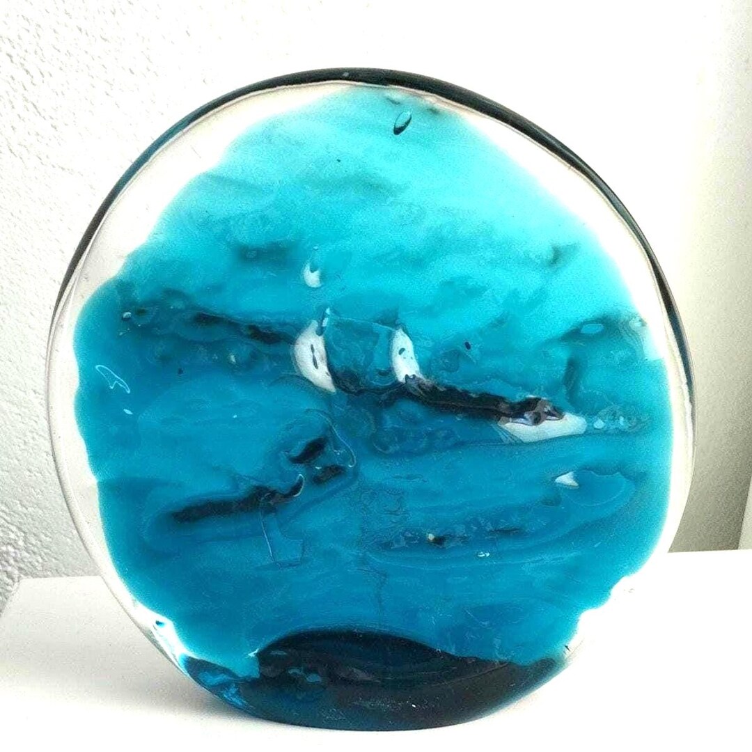 Mdina Glass Large Paperweight - Vintage Blown Glass Desktop Accessory ...