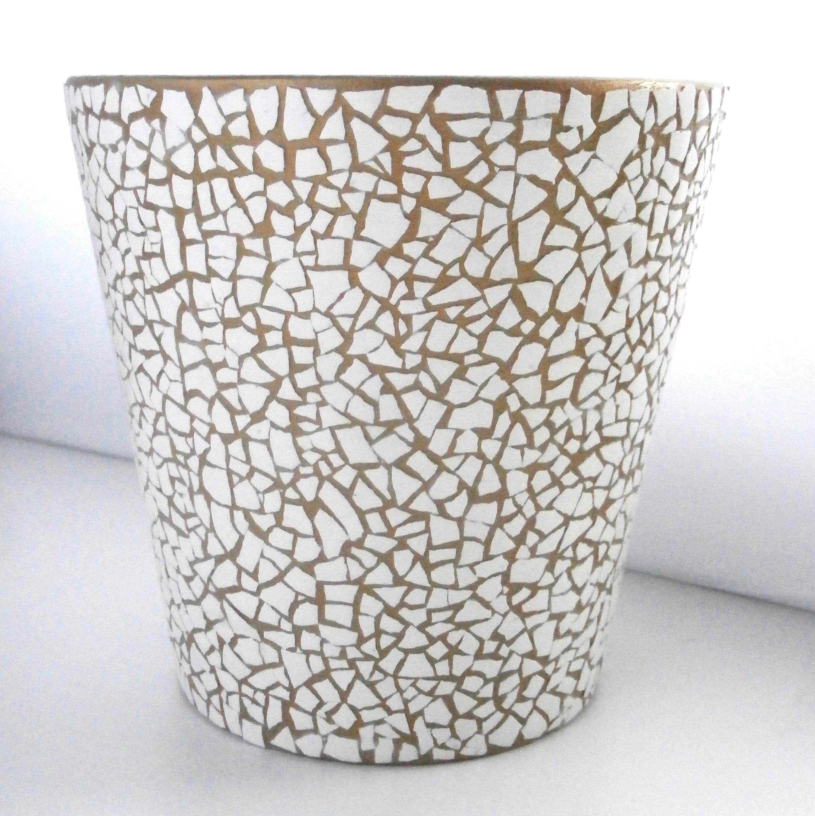 Upcycled Eggshell Mosaic Gold Plant Pot Holder - Decorative Planter - Etsy