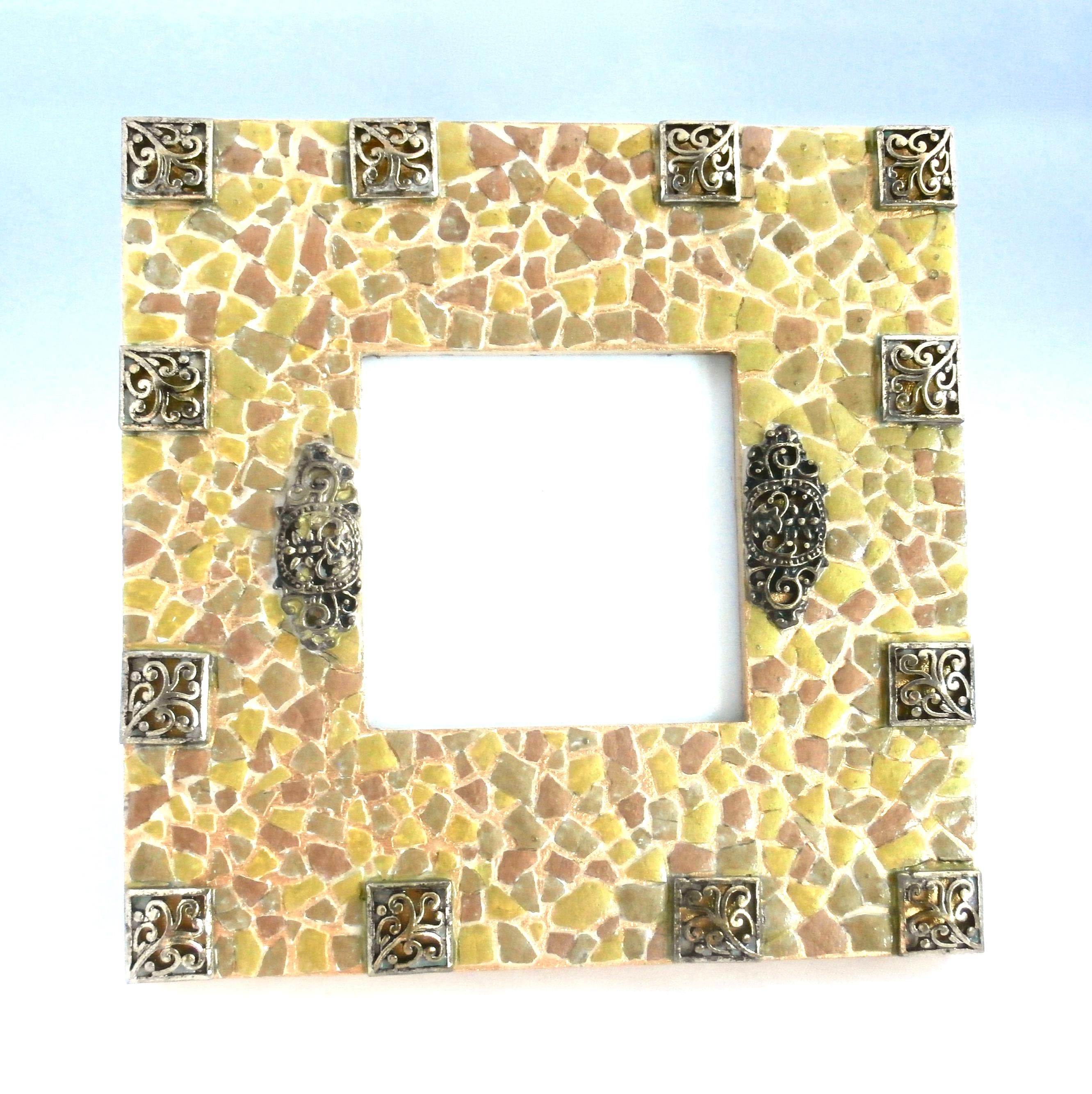 Upcycled Eggshell and Jewellery Mosaic Photo Frame - Decorative Picture ...