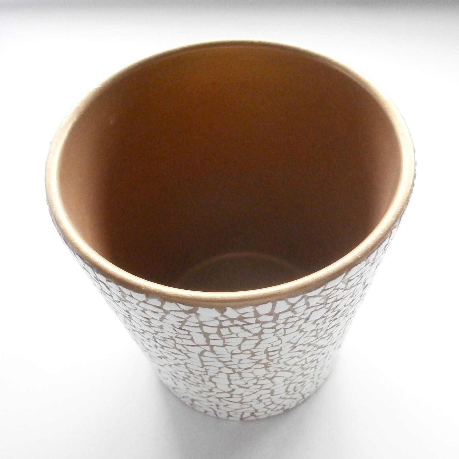 Upcycled Eggshell Mosaic Gold Plant Pot Holder - Decorative Planter - Etsy