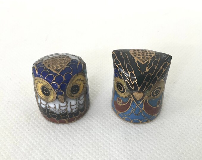 Cloisonne Enamel Owl Thimbles - Brass and Enamel - Etsy