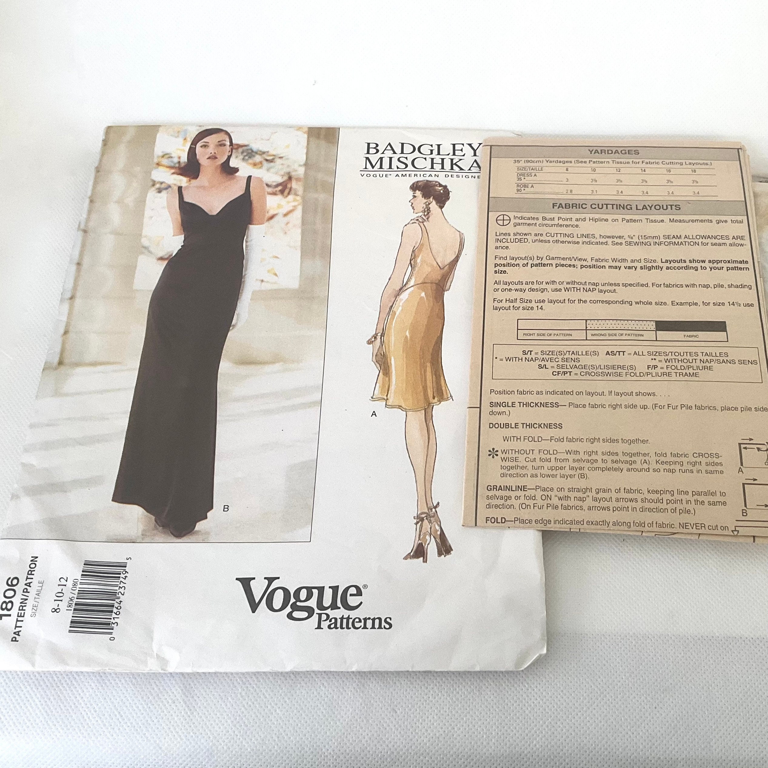 Vintage Vogue Sewing Pattern No. 1806 Evening Dress by BADGLEY MISCHKA ...