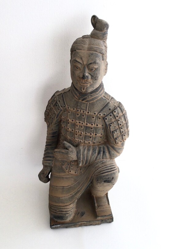 Chinese Soldier Clay Sculpture Warrior Statue Ornament - Etsy