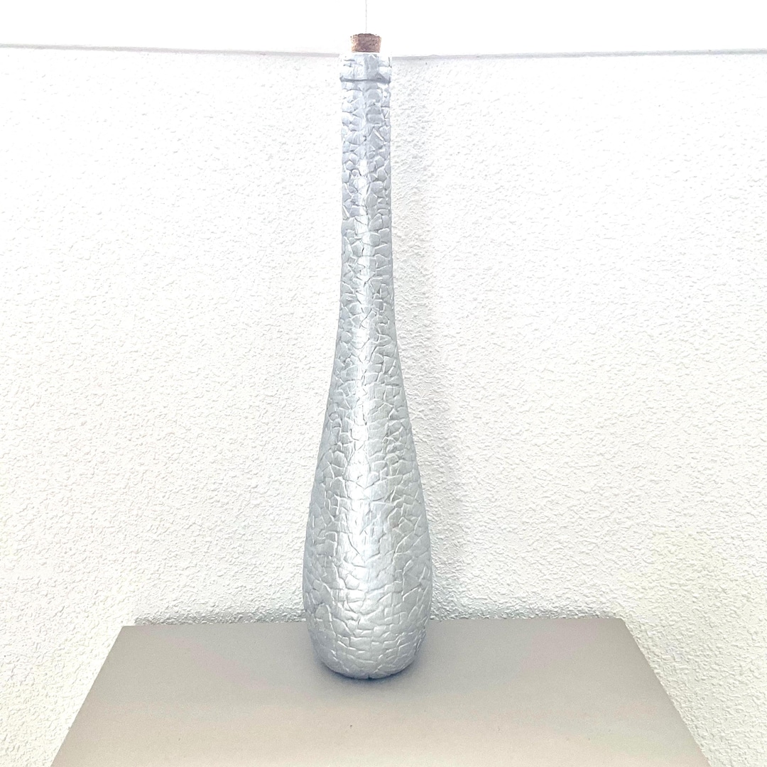 Eggshell Mosaic Glass Bottle With Cork - Silver Coloured Bottle - Etsy