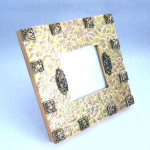 Upcycled Eggshell and Jewellery Mosaic Photo Frame - Decorative Picture ...