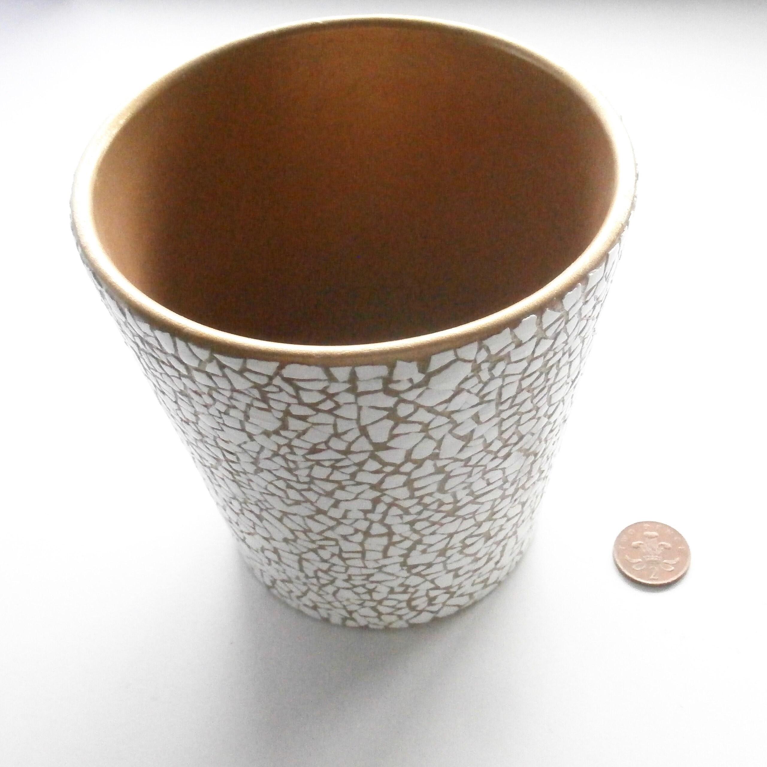 Upcycled Eggshell Mosaic Gold Plant Pot Holder - Decorative Planter - Etsy