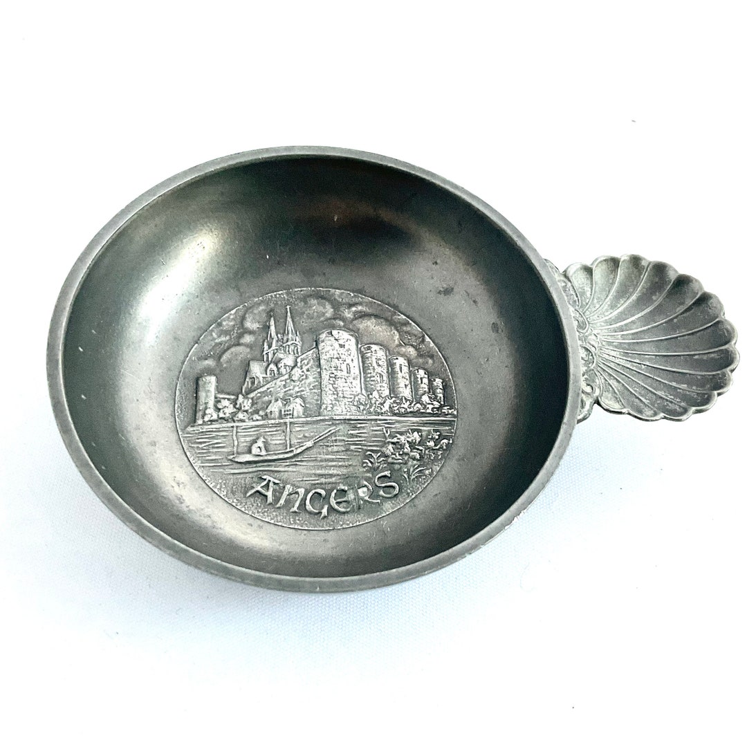 Etain Pewter Wine Tasting Dish With ANGERS Relief - Vintage Home Decor ...