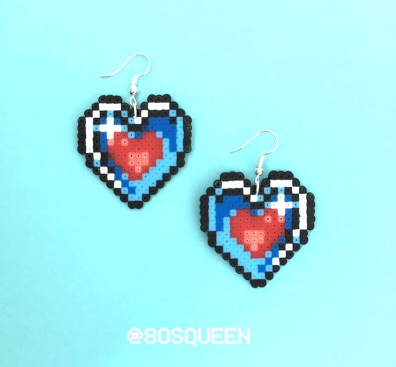 Pixel heart earrings Diamonds | Etsy