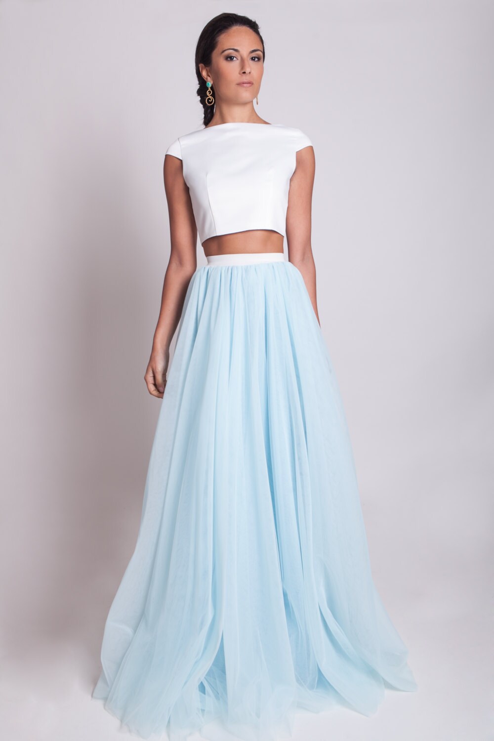 Jupe En Tulle Bleu Ciel étage Longueur 50 S Jupe En Tulle Etsy