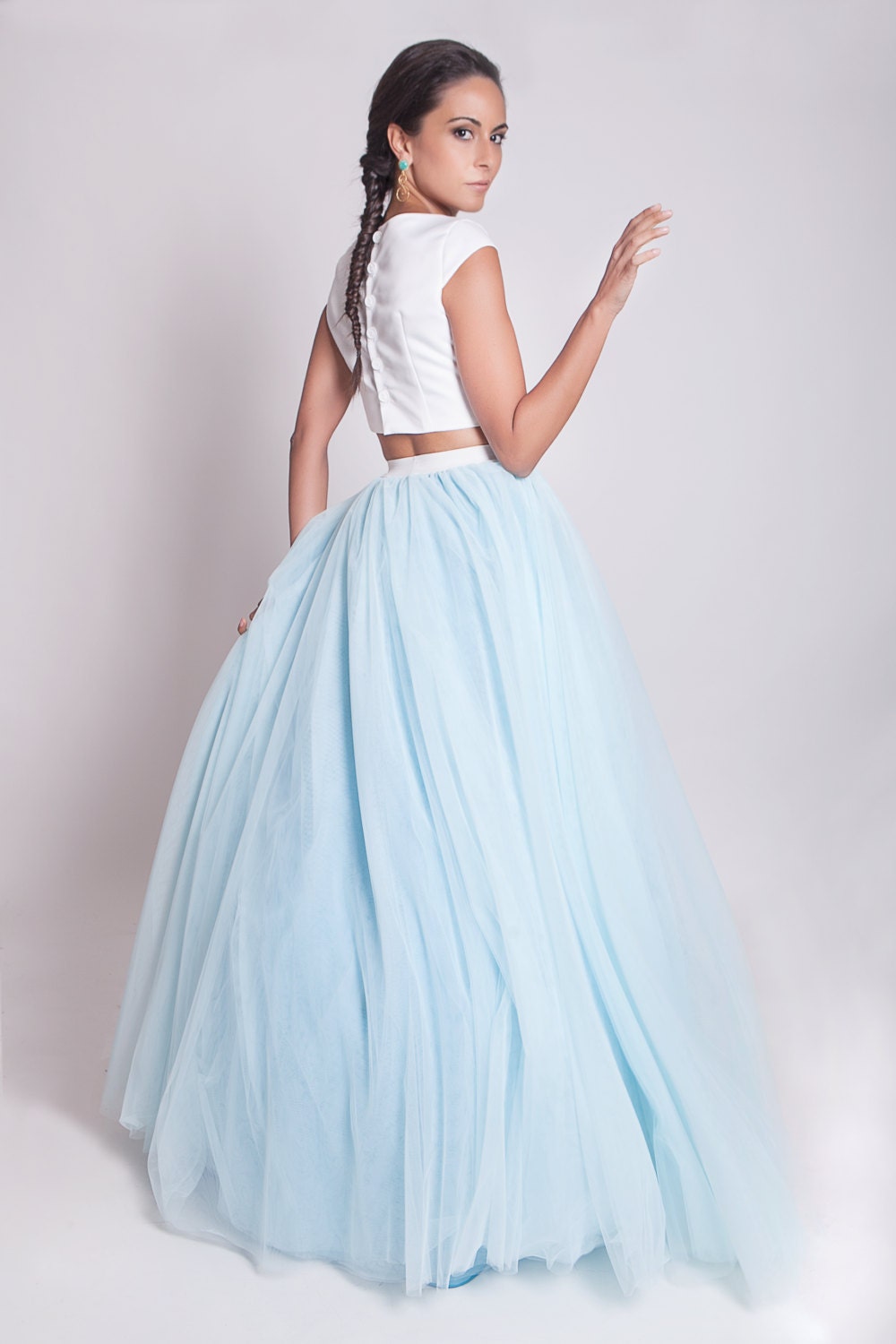Jupe En Tulle Bleu Ciel étage Longueur 50 S Jupe En Tulle Etsy