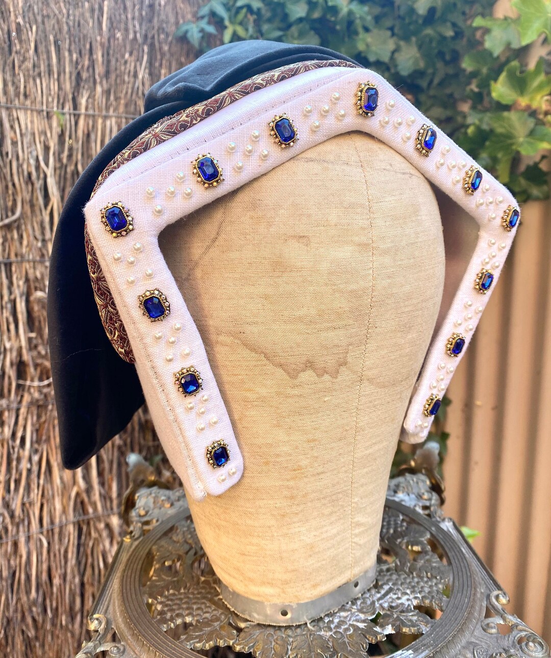 Sapphire Handmade Gable/english Hood Tudor Costume Headpiece - Etsy