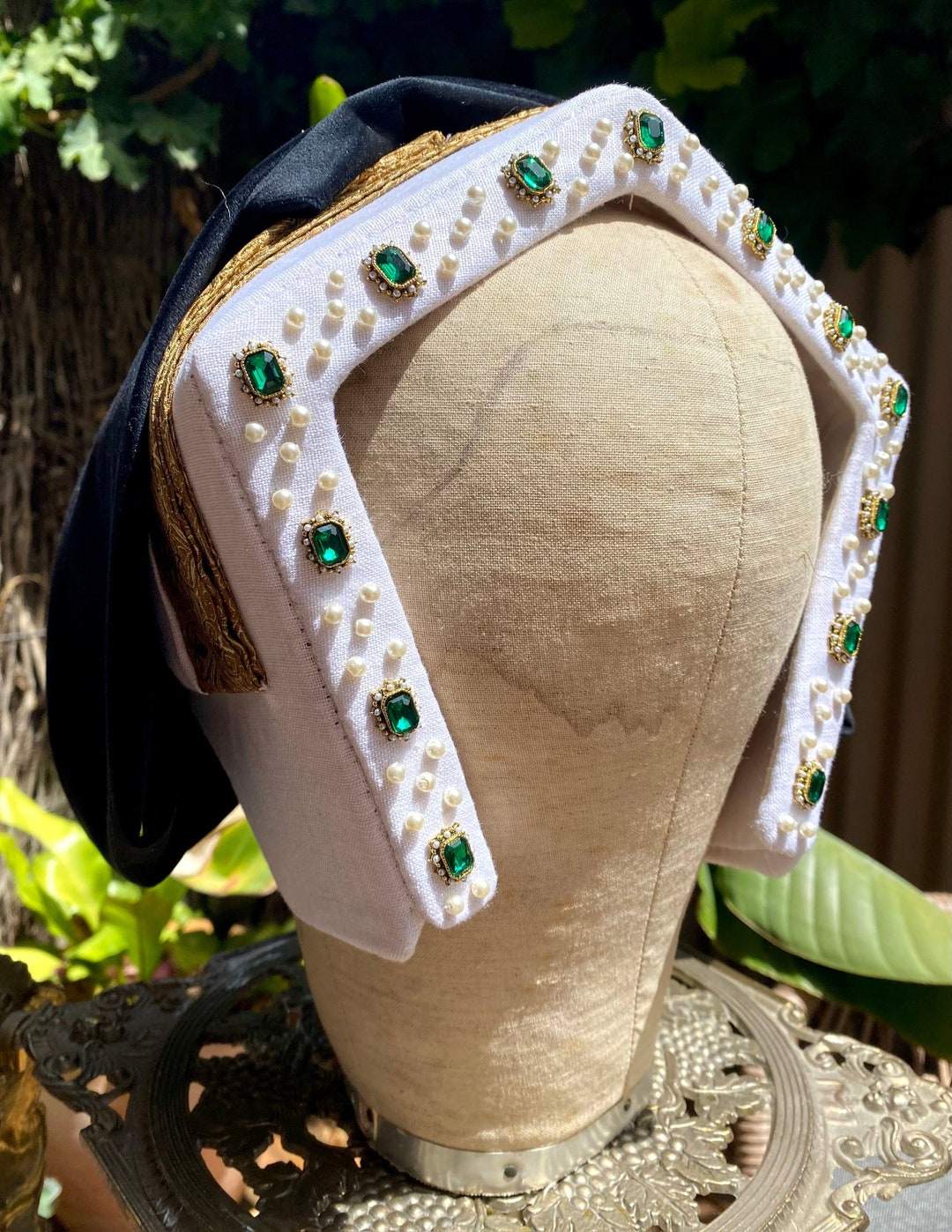 Emerald Handmade Gable/english Hood Tudor Costume Headpiece - Etsy