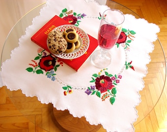 Richly Embroidered "kalocsa" Tablecloth, Hungarian Hand Embroidered ...