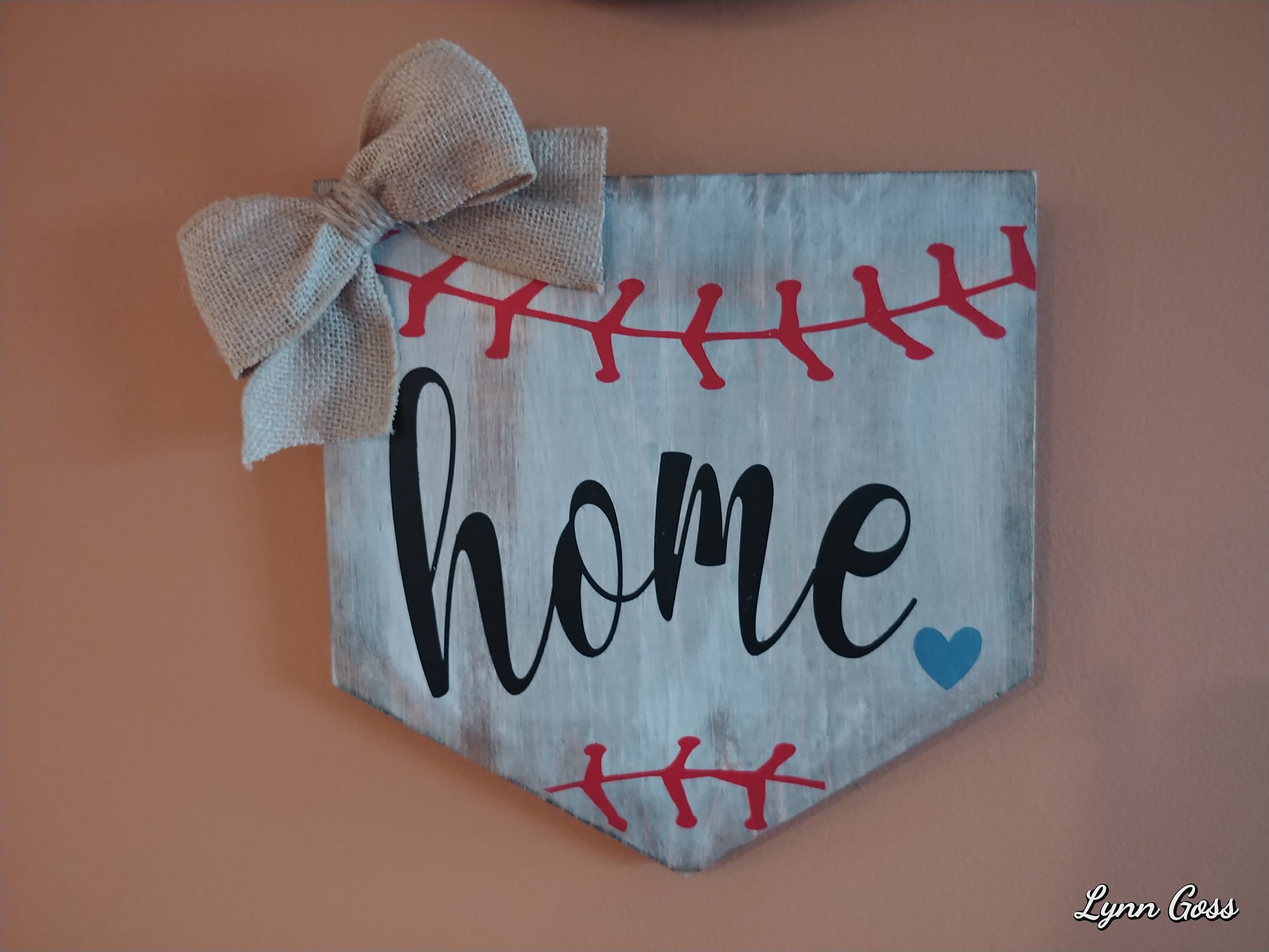 Home Base for Baseball Lovers With a Heart and Burlap Bow - Etsy