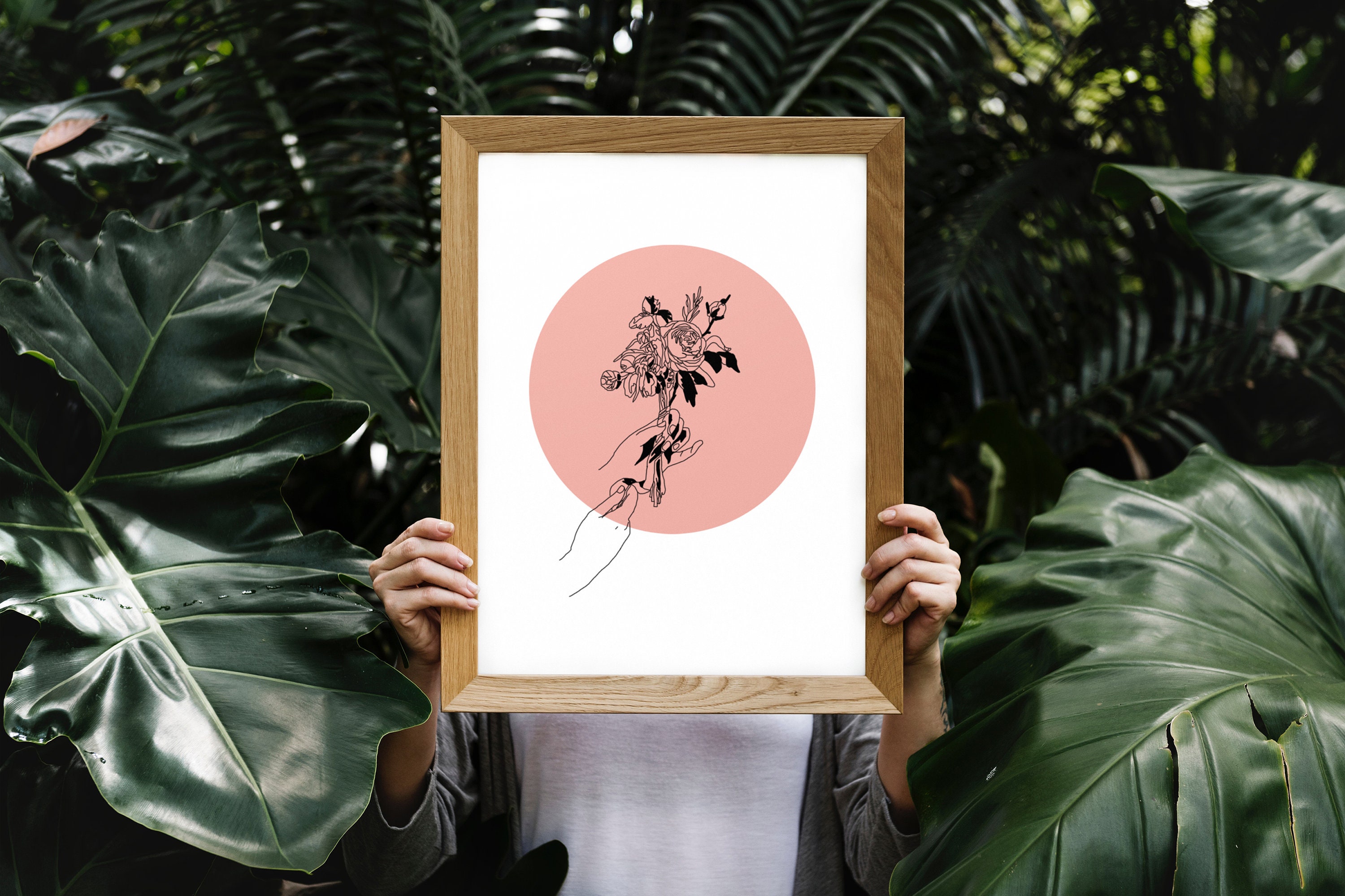 Minimal Hand Holding Flowers. Home Decor, Wall Art, Botanicals, Flower ...