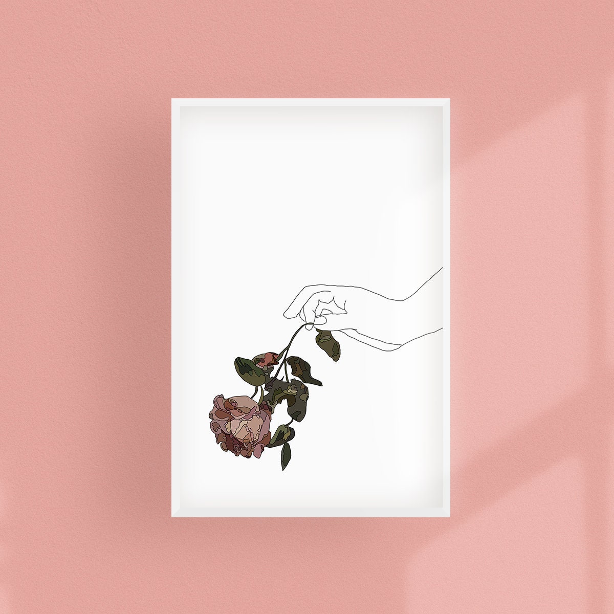 Renaissance Rose and Hand Illustration. Wall Art Fine Art Print. Floral ...