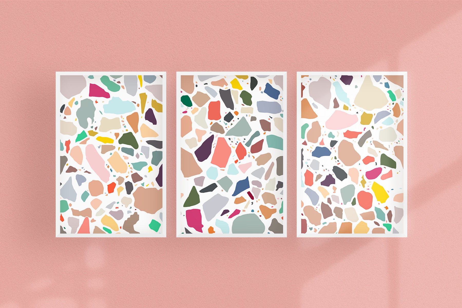 Set of 3 6x4 Terrazzo Prints. Quality Wall Art. Abstract Modern Print ...