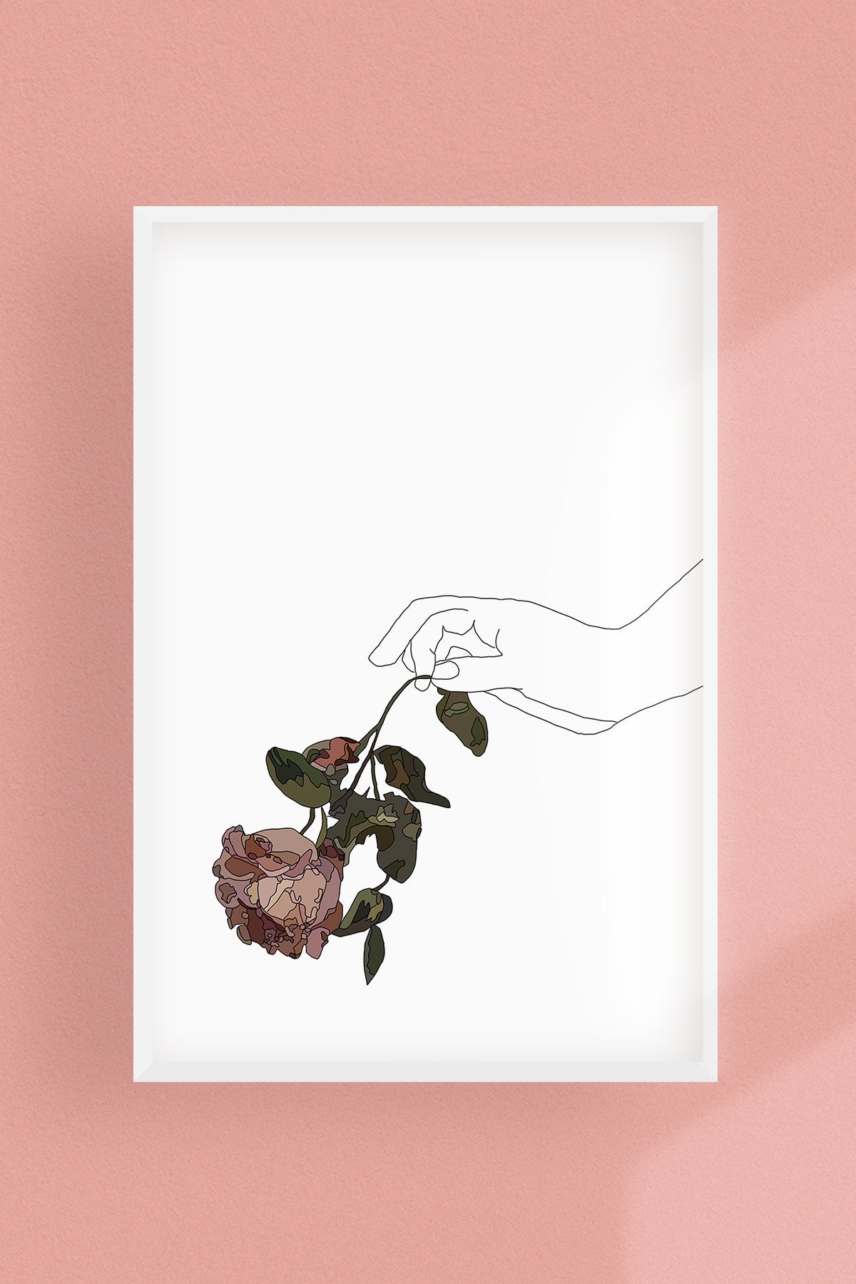Renaissance Rose and Hand Illustration. Wall Art Fine Art Print. Floral ...