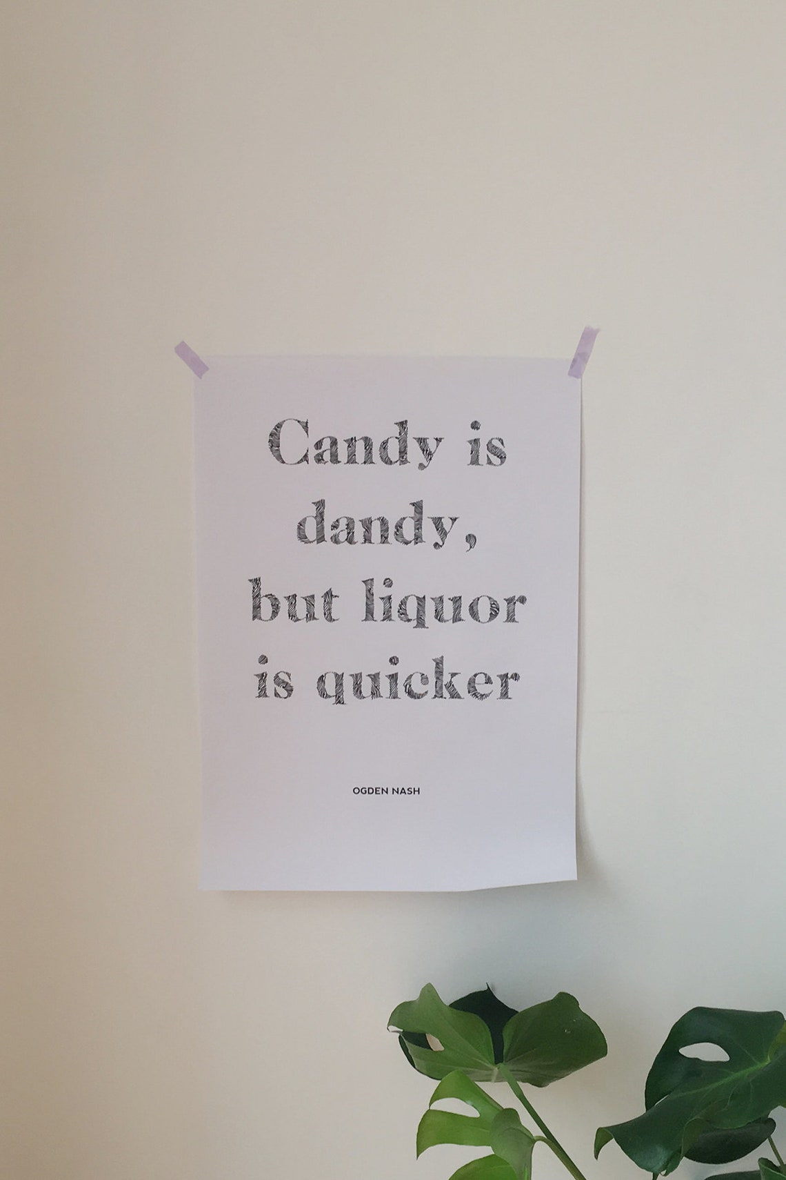 Candy is Dandy Illustrated Quote Typography Poster. A2 Large Print. Bar ...