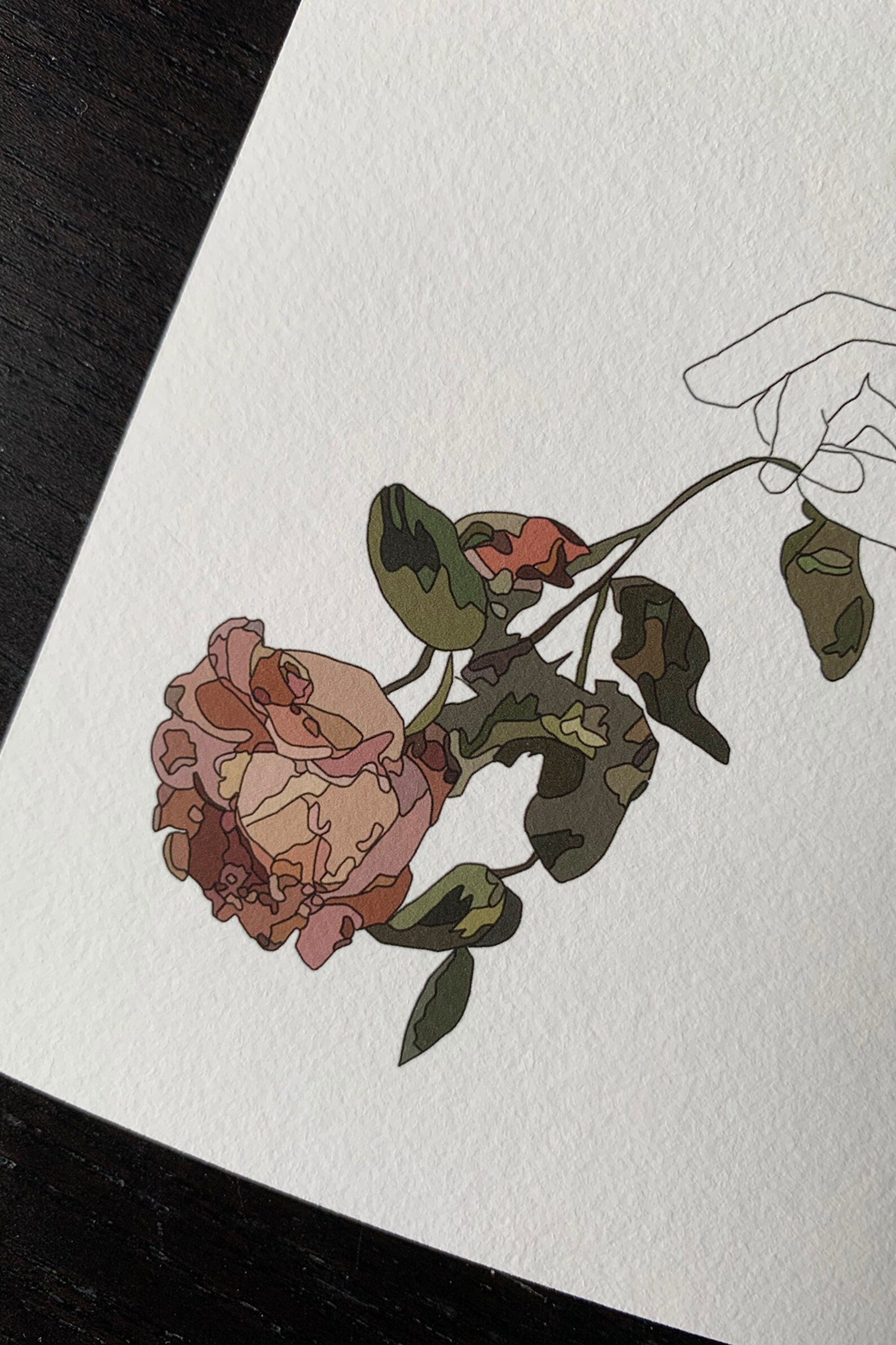 Renaissance Rose and Hand Illustration. Wall Art Fine Art Print. Floral ...