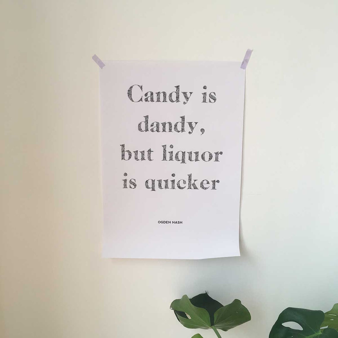 Candy is Dandy Illustrated Quote Typography Poster. A2 Large Print. Bar ...