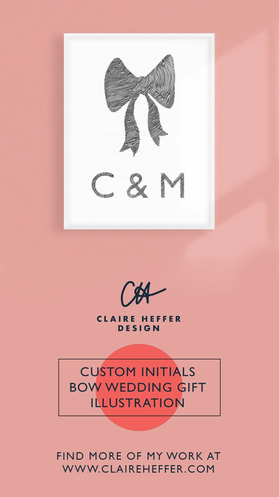 Custom Initial Bow Illustration, Personalized Wedding Gift - Etsy