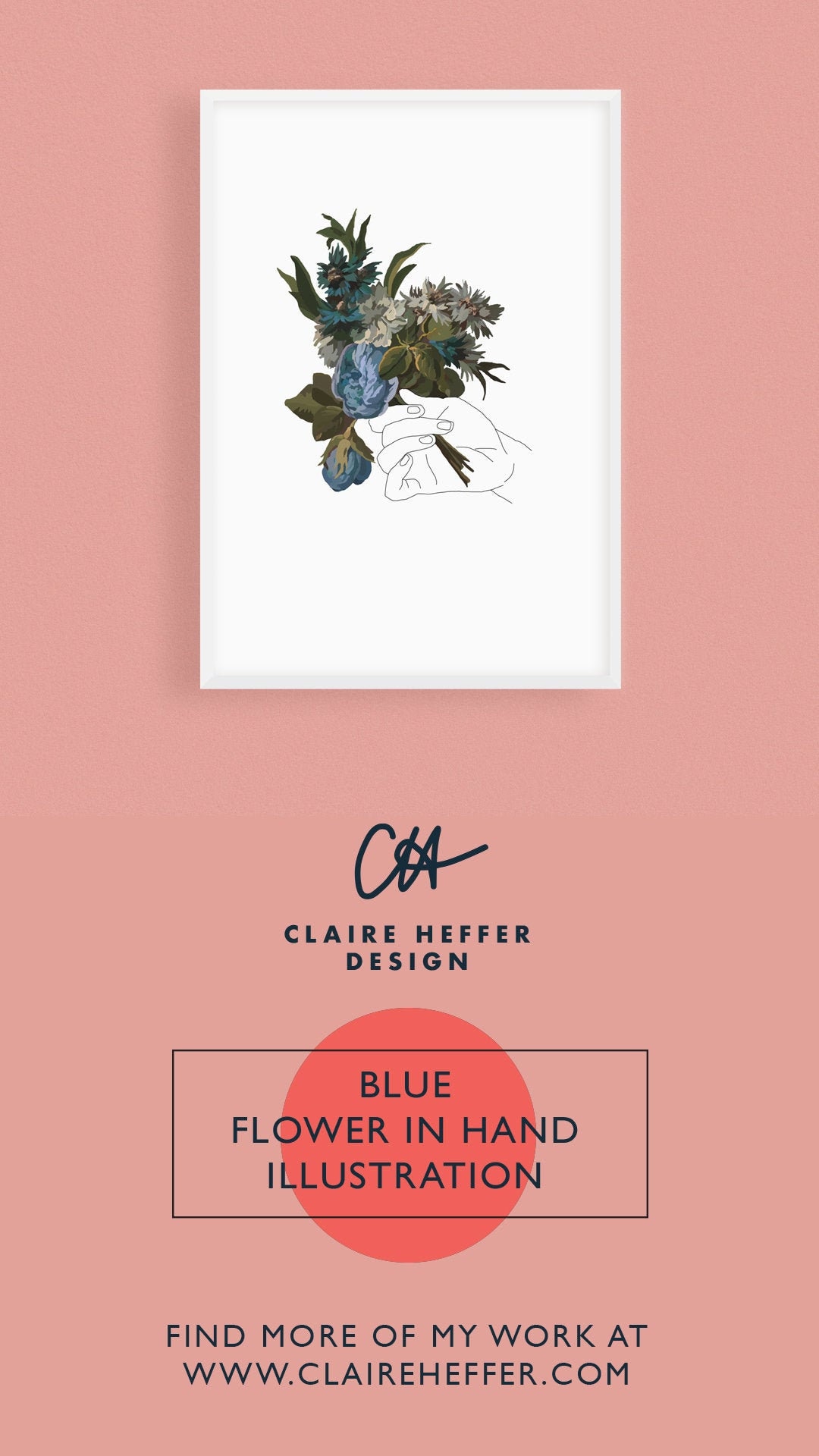 Blue Hand Holding Flowers. Home Decor, Wall Art, Artprint, Botanical ...