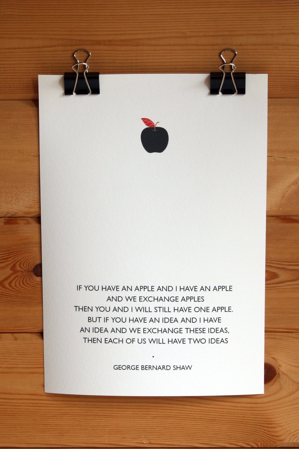 Apple - George Bernard Shaw Quote Poster A4 - Quality Art Print - Etsy UK