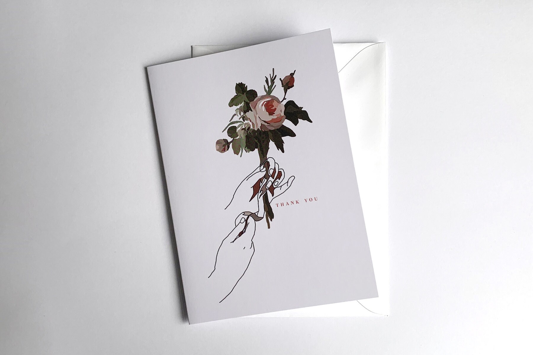 Flower Thank You Card Greeting Card 6x4 Size Note Card Blank Inside ...