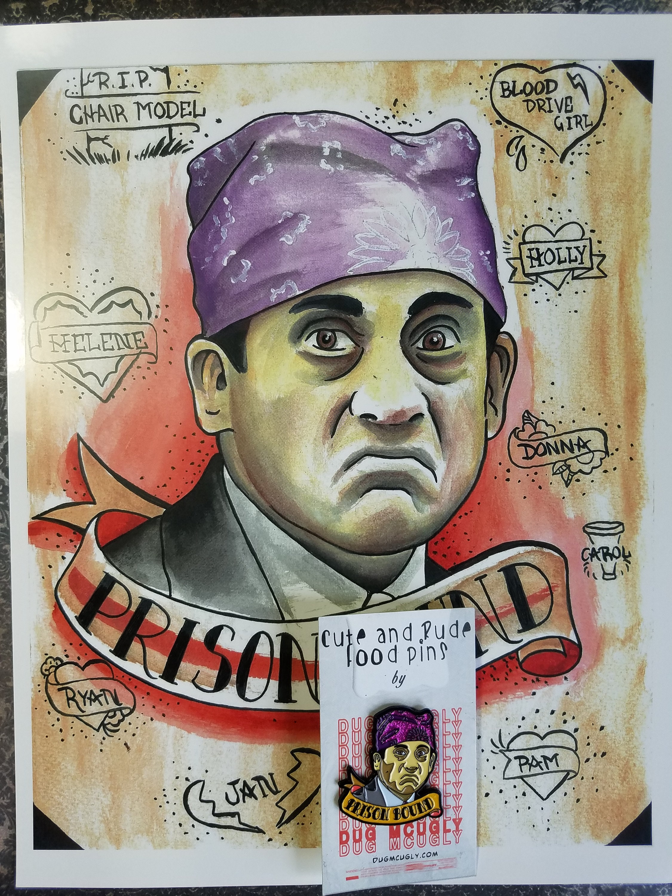 Prison Mike Print and Pin Set! - the Office - Michael Scott