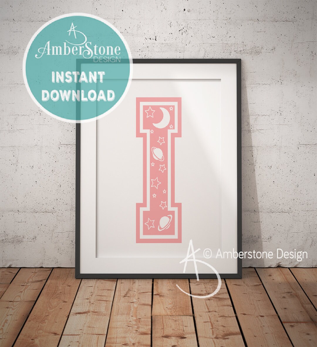 Pink Letter I, LETTER I Print, Letter I, Pink Nursery, Girls Letter I ...