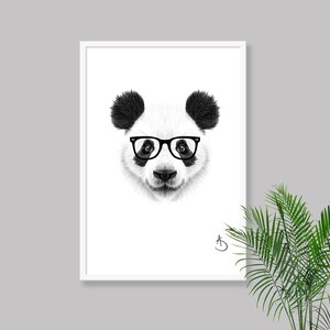 CUTE HIPSTER PANDA Drawing Download, Panda Wall Decor, Hipster Panda ...