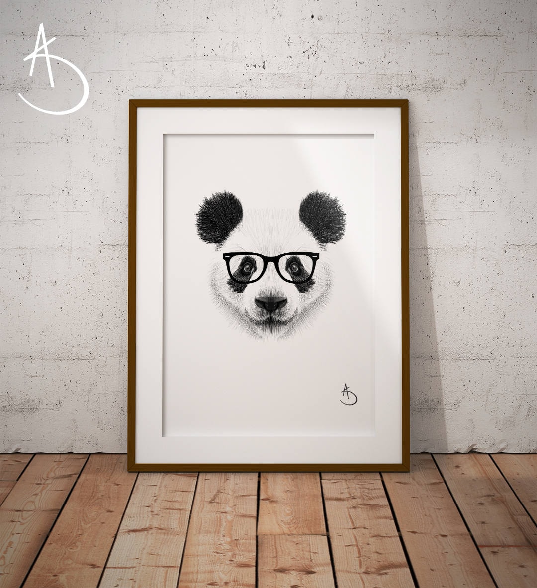 CUTE HIPSTER PANDA Drawing Download, Panda Wall Decor, Hipster Panda ...