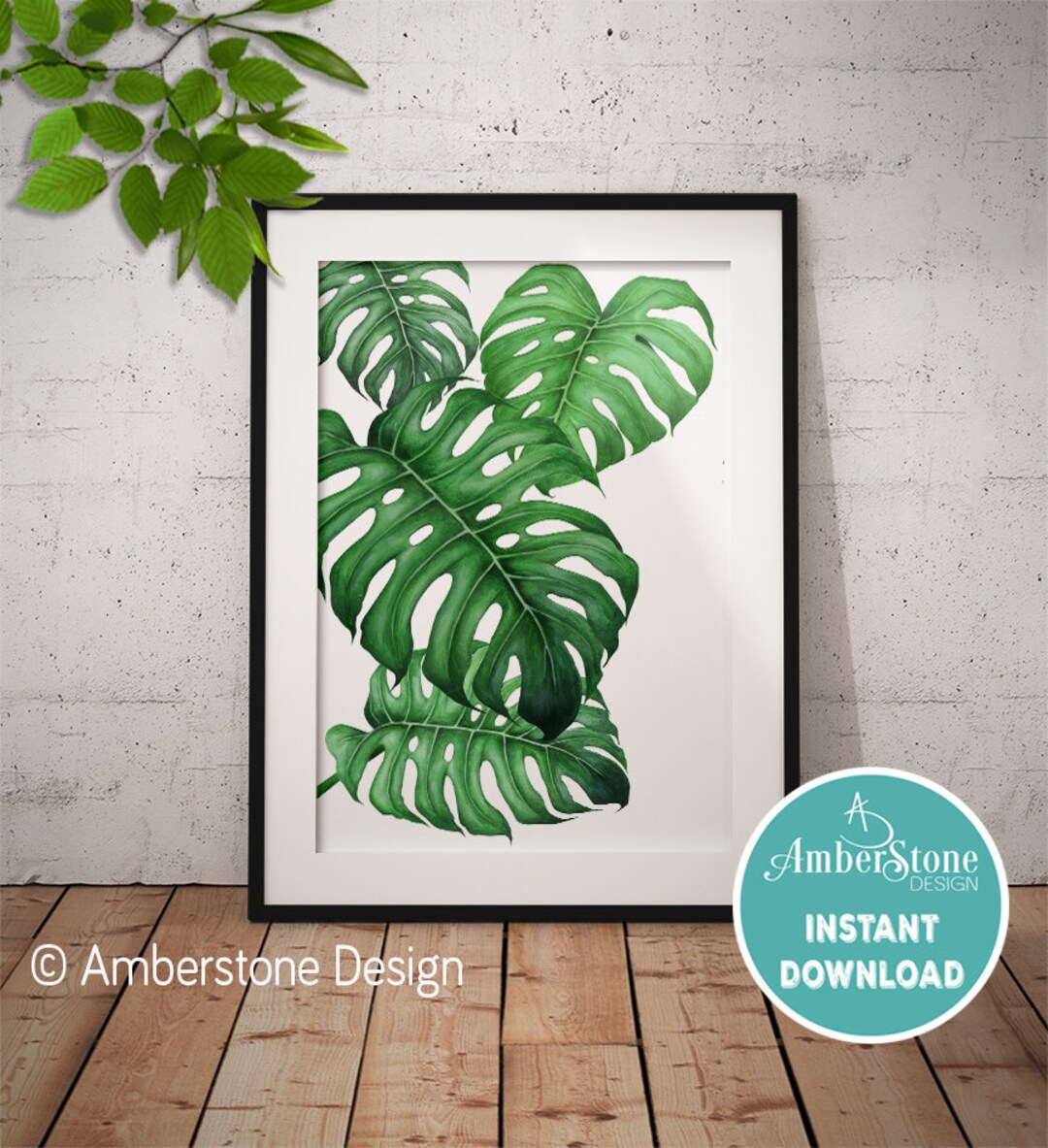 MONSTERA Print, Monstera Printables, Monstear Drawing, Instant Download ...