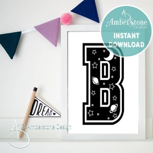 Pink Letter B, LETTER B Print, Letter B, Pink Nursery, Girls Letter B ...