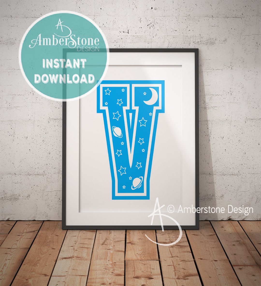 Blue Letter V, LETTER V Print, Letter V, Blue Nursery, Boys Letter V ...