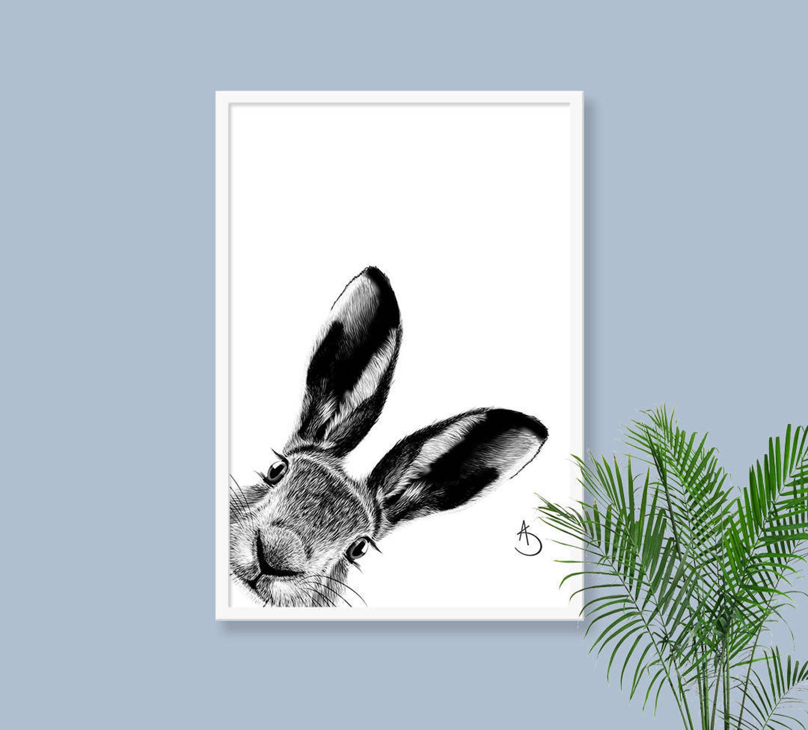 HARE PRINT, Downloadable, Hare Decor, Forrest Animals, Hare Poster ...